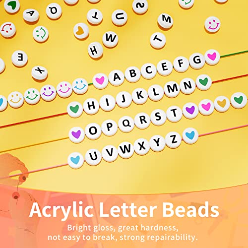 ARTDOT Letter Beads for Jewelry Bracelets Making, 1400 PCS 28 Styles Alphabet Smiley Face Heart Beads kit Crafts for Girls