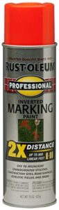 rust-oleum 266590 professional 2x distance inverted marking spray paint, 15 oz, fluorescent red orange