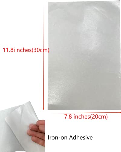 PLANTIONAL Double Sided Iron On Adhesive Sheets: 20 PCS Heavy Weight A4 Size Double-Sided Press-on Patch Heat Melt Fabric Glue Sheet Permanent Fusible Adhesive Sheets