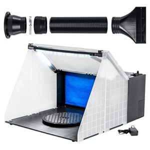 master airbrush brand lighted portable hobby airbrush spray booth with led lighting for painting all art, cake, craft, hobby, nails, t-shirts & more. includes 6 foot exhaust extension hose