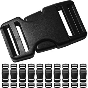 buckles for straps 1″: side release buckle plastic clip 10 set + tri-glide slide 20 pcs fit 1 inch wide nylon webbing canvas strap, heavy duty replacement backpack dog collar, dual adjustable no sew