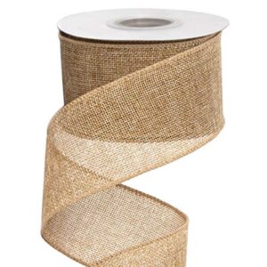 ribbli burlap wired ribbon,2-1/2 inch x 10 yard,natural,solid wired edge ribbon for big bow,wreath,tree decoration,outdoor decoration