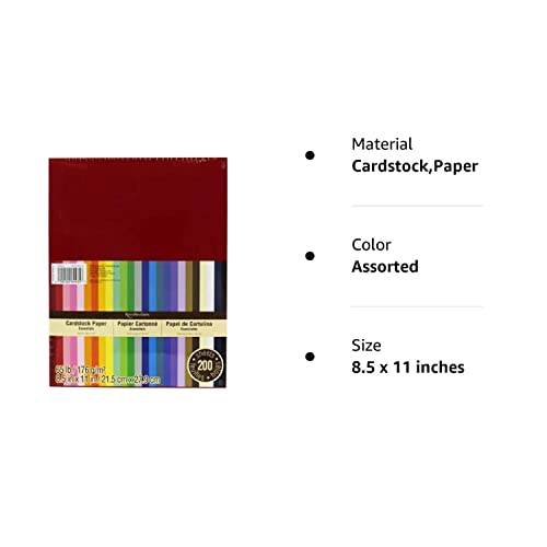 Recollections Cardstock Paper, Essentials 20 Colors - 200 Sheets 8-1/2 X 11