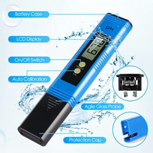 PH Meter, 0.01 High Accuracy Pocket Size with 0-14 PH Testing Range PH Tester, Digital PH Meter for Water, Water Meter for Hydroponics, Drinking, Pool