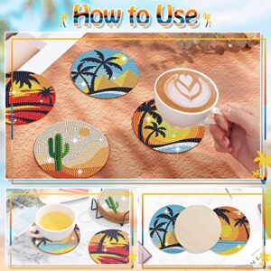 Billbotk 12 Pieces Diamond Painting Coasters with Holder, Diamond Art Coasters, Arts and Crafts for Adults, Small Diamond Painting Kits for Beginners