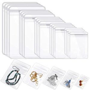 160 pieces self seal jewelry pvc bags plastic anti tarnish jewelry storage bags clear jewelry organizer bag jewelry pouches small zipper bags for holding earring ring necklace jewelry, 5 sizes