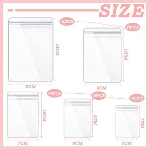 160 Pieces Self Seal Jewelry PVC Bags Plastic Anti Tarnish Jewelry Storage Bags Clear Jewelry Organizer Bag Jewelry Pouches Small Zipper Bags for Holding Earring Ring Necklace Jewelry, 5 Sizes