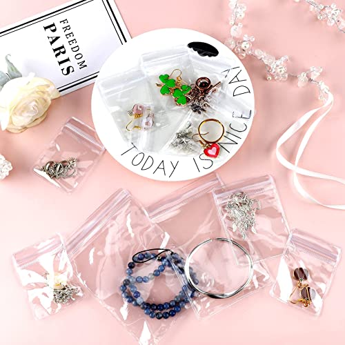 160 Pieces Self Seal Jewelry PVC Bags Plastic Anti Tarnish Jewelry Storage Bags Clear Jewelry Organizer Bag Jewelry Pouches Small Zipper Bags for Holding Earring Ring Necklace Jewelry, 5 Sizes