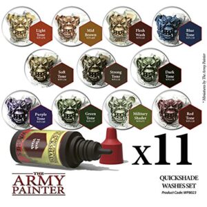 The Army Painter 11 Nontoxic Miniature Paint Washes in Dropper Bottles - Rich Pigment Fluid Acrylic Paint Washes Miniature Painting Kit, Liquid Acrylic Paint Set - Warpaint Quickshade Wash Set