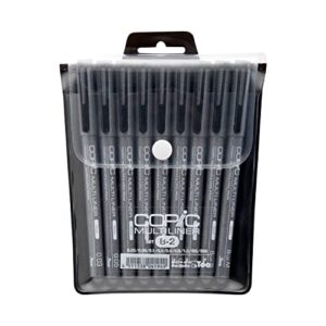 copic markers 9-piece multiliner inking pen set b-2, black (mlb2)