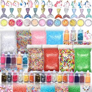 hulluter 70pcs slime add ins slime kit floam beads fish bowl beads mreaind unicorn slime charms glitter jars slime supplies kit