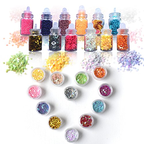 Hulluter 70PCS Slime Add Ins Slime Kit Floam Beads Fish Bowl Beads Mreaind Unicorn Slime Charms Glitter Jars Slime Supplies Kit