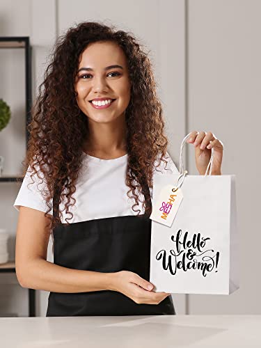 MESHA White Paper Bags with Handles,100 Pcs Kraft Paper Bags for Small Business; 5.25x3.75x8 White Small Gift Bags with Handles Bulk,Premium Paper Gift Bags,small Paper shopping bags，