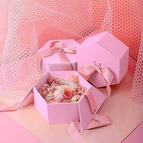 JOHOUSE Large Gift Box, 8 inches Pink Gift Boxes with Lids for Presents, Wedding Box, Baby Shower, Valentines Day and Graduations