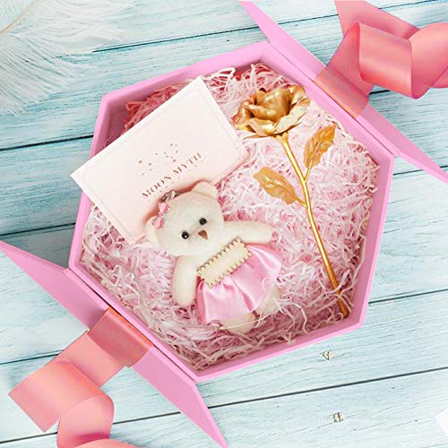 JOHOUSE Large Gift Box, 8 inches Pink Gift Boxes with Lids for Presents, Wedding Box, Baby Shower, Valentines Day and Graduations