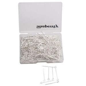 shapenty 500pcs mini metal wire eyepins beading small open eye head pins needles bulk for diy craft bead earring pendant necklace bracelet jewelry charm finding making (silver, 24mm/1inch)