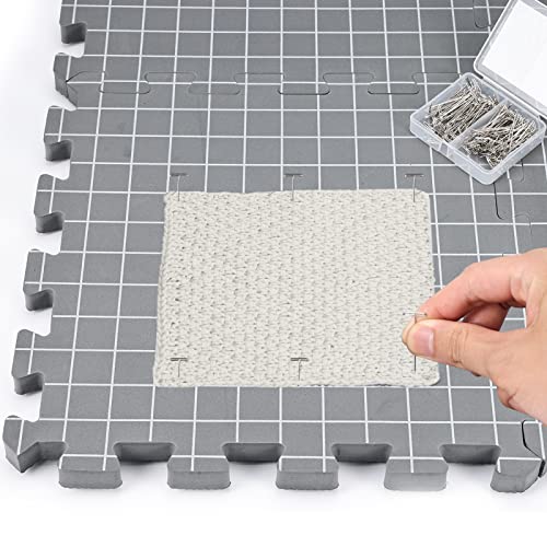 Yrangee Blocking Mats for Knitting,Extra Thick Blocking Boards with Grids for Needlepoint or Crochet,9 Pack Knitting Mats with 150 T-Pins and Storage Bag