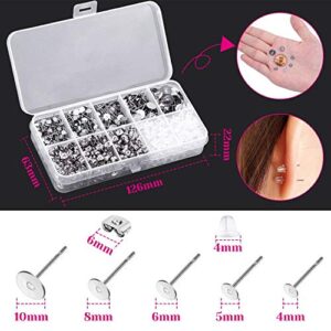 Earring Posts and Backs, Shynek 1800pcs Earring Making Supplies with Stainless Steel Earring Posts and Earring Backs for Studs, Earring Making Kit for DIY Earrings and Jewelry Making