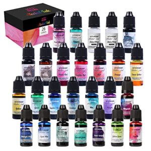 alcohol ink for epoxy resin let’s resin concentrated alcohol ink set, 26 vibrant colors alcohol-based resin ink ,alcohol paint resin dye for resin art, tumblers, resin epoxy(each 0.35oz)