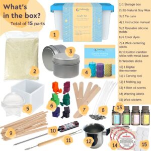 Diy Candle Making Kit for Adults | Make Your Own Candle Kit | Candle Maker Kit | 2 LB of Soy Candle Wax | Candle Making Kit for Kids | Best Candle Making Kits | Soy Wax Candle Making Kit for Beginners