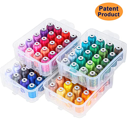 New brothread 80 Spools 500m Each Embroidery Machine Thread with Clear Plastic Storage Box - Colors Compatible with Janome and Robison-Anton Colors