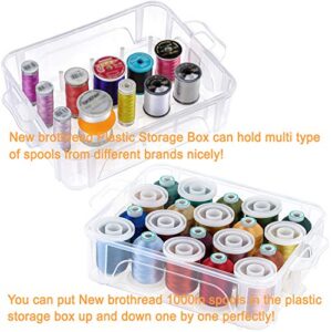 New brothread 80 Spools 500m Each Embroidery Machine Thread with Clear Plastic Storage Box - Colors Compatible with Janome and Robison-Anton Colors