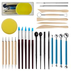 langqun polymer clay tools with box,27pcs pottery tools kit,dotting tools,ceramic supplies for kids and adults,sculpting,modeling,shaping