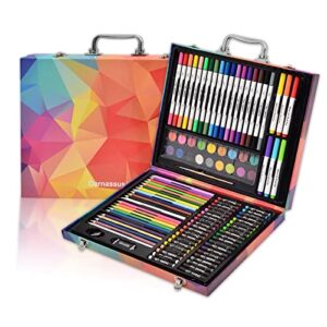 darnassus 132-piece art set, deluxe professional color set, art kit for kids and adult, with compact portable case