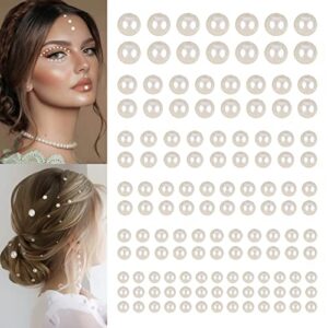 2744 pcs hair pearls stick on, self adhesive pearls stickers, stick on pearls, hair gems stick on, face pearls, face gems, beige pearl stickers for hair face makeup nail diy crafts,valentine’s day,assorted size