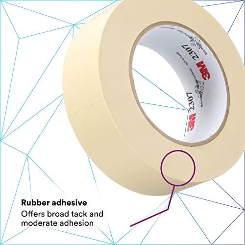 3M Masking Tape 2307, Tan Color, General Purpose, Rubber Adhesive, Crepe-Paper Backing, 24 mm x 55 m, 5.2 mil, 1 Roll