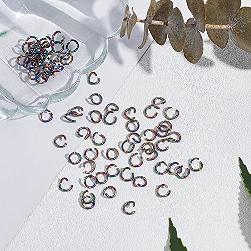 CHGCRAFT 100pcs Stainless Steel Jump Rings Vacuum Plating Jump Rings Rainbow Color Finger Jump Rings for Bracelet Earrings Necklace Jewelry Making, 5x0.8mm