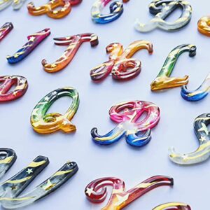 LET'S RESIN Large Alphabet Mold for Resin, Reversed Resin Keychain Letter Molds with Hole, Alphabet Resin Molds Silicone with 30 Jump Rings, 30 Key Rings, Epoxy Molds for Keychain Making(15.3"X8.9")