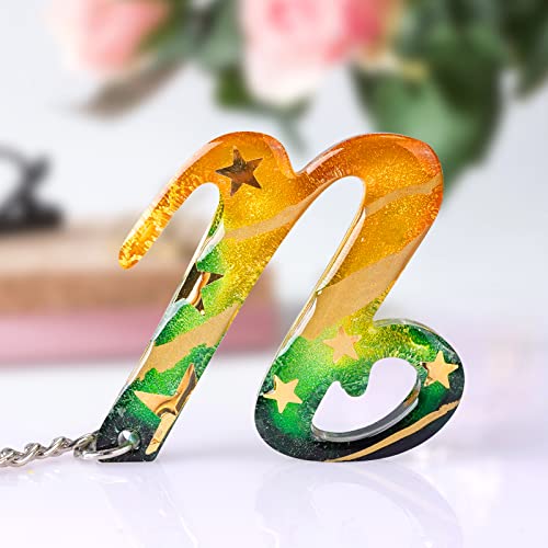 LET'S RESIN Large Alphabet Mold for Resin, Reversed Resin Keychain Letter Molds with Hole, Alphabet Resin Molds Silicone with 30 Jump Rings, 30 Key Rings, Epoxy Molds for Keychain Making(15.3"X8.9")