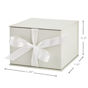 Hallmark 7" Ivory Pearl Gift Box with Lid and Shredded Paper Fill for Weddings, Mothers Day, Bridesmaids Gifts, Engagements, Bridal Showers, Graduations, Christmas, Holidays, Birthdays and More