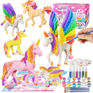 yileqi paint your own unicorn painting kit, unicorns paint craft for girls arts and crafts for kids age 4 5 6 7 8 9 years old, unicorn party favor art supplies diy kit activities for kid birthday gift