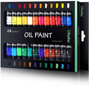 ohuhu oil paint set, 24 oil-based colors, 12ml/0.42oz x 24 tubes non-toxic oil painting set supplies for canvas painting artist kids beginners adults classroom great art supplies gifts ideal