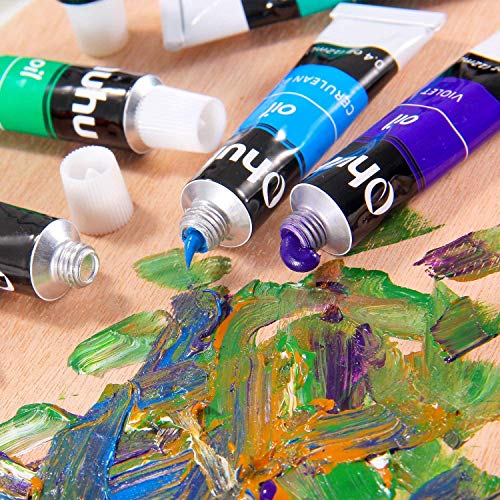 Ohuhu Oil Paint Set, 24 Oil-Based Colors, 12ml/0.42oz x 24 Tubes Non-Toxic Oil Painting Set Supplies for Canvas Painting Artist Kids Beginners Adults Classroom Great Art Supplies Gifts Ideal