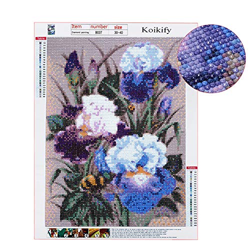 Koikify 5D Diamond Painting Kits for Adults, Full Round Drill Flower Painting 5D Cross Stitch Arts Resin Diamond Picture Beads Pasted Craft DIY Painting for Home Wall Decor, Gift 11.8 x 15.7 Inch