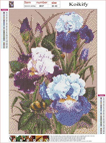 Koikify 5D Diamond Painting Kits for Adults, Full Round Drill Flower Painting 5D Cross Stitch Arts Resin Diamond Picture Beads Pasted Craft DIY Painting for Home Wall Decor, Gift 11.8 x 15.7 Inch