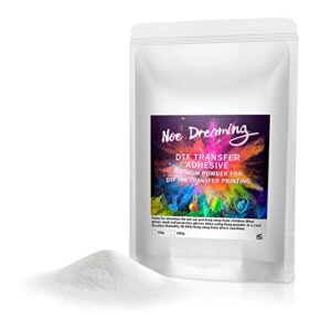 dtf powder 500g/17.6 oz white digital transfer hot melt adhesive, dtf hot melt adhesive fine powder for direct print on t-shirts, dtg pretreat transfer powder for all dtf and dtg printer