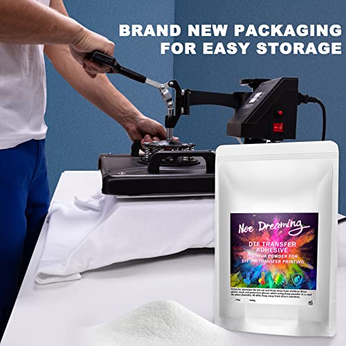 DTF Powder 500g/17.6 oz White Digital Transfer Hot Melt Adhesive, DTF Hot Melt Adhesive Fine Powder for Direct Print on T-Shirts, DTG PreTreat Transfer Powder for All DTF and DTG Printer