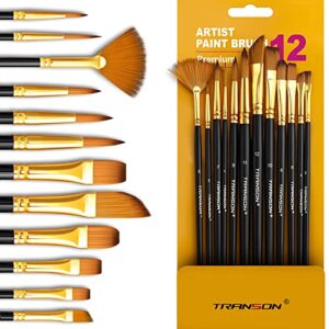 transon art painting brush assorted set of 12 for acrylic watercolor gouache hobby painting