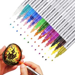 yixuetangyishu 24 colors acrylic paint pens for rock painting, 0.7mm extra fine tip, art supplies for painting on metal, canvas, rock, ceramic surfaces, mugs, glass, wood, and fabric