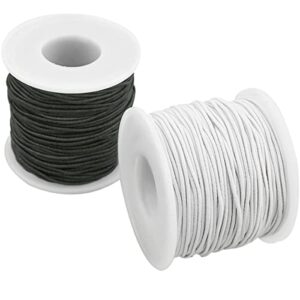 2 rolls 1 mm elastic beading cord for bracelet stretchy elastic string for jewelry making sewing necklace 100 meters elastic bracelets cord crafts beading thread diy crafting cord (black + white)