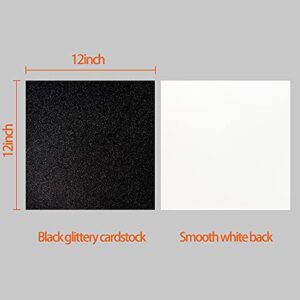 Black Glitter Cardstock - 15 Sheets 12" x 12" Black CardStock for Cricut, Black Glitter Paper for DIY Projects, Scrapbooking, Invitations - 250 GSM Card Stock Easy to Cut and DIY