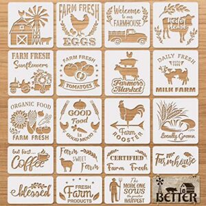 20 pieces farmhouse stencils reusable farm painting stencils farm theme drawing art template for scrapbooking drawing tracing diy furniture wall floor fabric decors, 2 sizes and 20 patterns