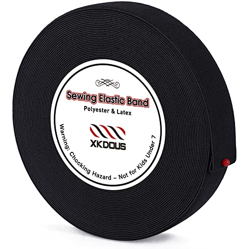 XKDOUS Elastic Band for Sewing, 1 Inch 14 Yards Elastic Bands for Sewing Waistband and Pants Waist, Black Knit Elastic Band for wig, High Elasticity