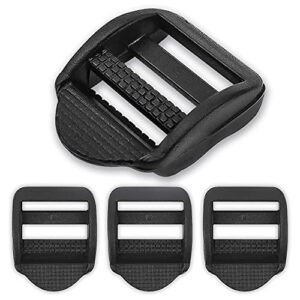 4 pcs 1 inch (25mm) plastic ladder slider adjustable lock buckles, plastic tension lock triglide, plastic replacement for belt backpack strap adjuster replacement (black)