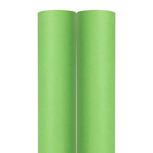 JAM PAPER Gift Wrap - Matte Wrapping Paper - 25 Sq Ft - Matte Lime Green - 2/Pack