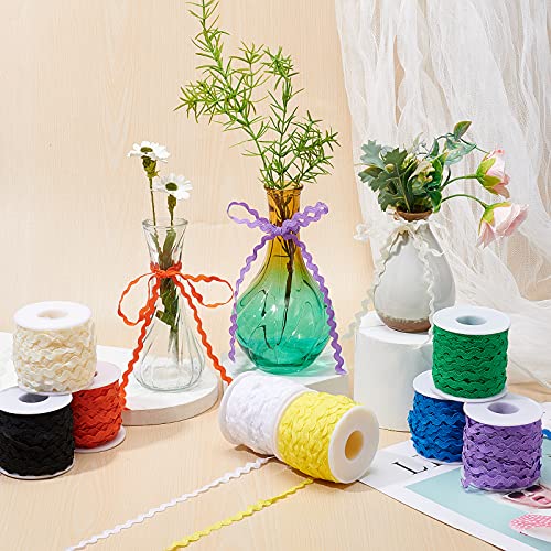 GORGECRAFT 1 Roll 27yd/25m RIC Rac Trim Ribbon Wave Sewing Bending Fringe Trim 5mm/0.2 inch for Sewing Flower Making Wedding Party Lace Ribbon Craft (White)